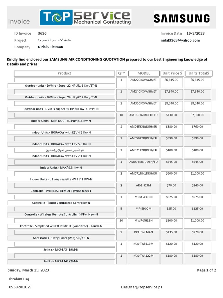 Invoice Samsung Price 2023 Stand | PDF | Manufactured Goods