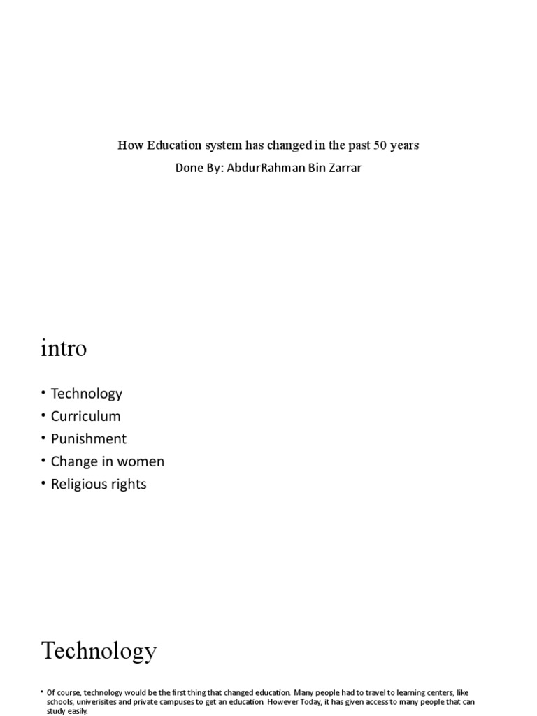 Evolution of Education in 50 Years | PDF | Schools | Teachers