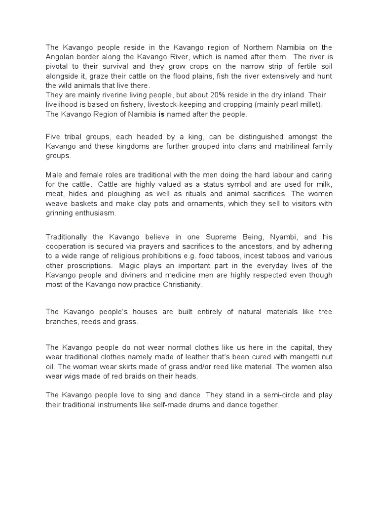 The Kavango People Reside in The Kavango Region of Northern Namibia On ...