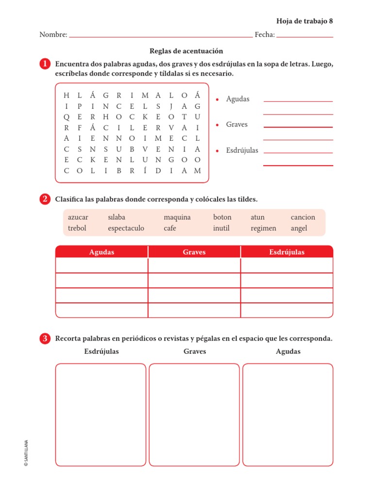 Actividades de palabras agudas y acentuación | PDF