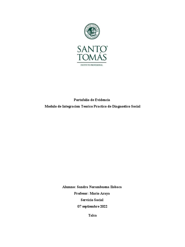 Informe de Portafolio de Evidencia Modulo Teorico Practico de Diagnostico Social | PDF