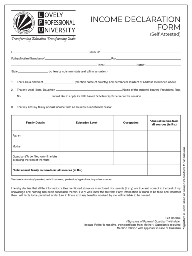 Income Declaration 2023 For Portal | PDF