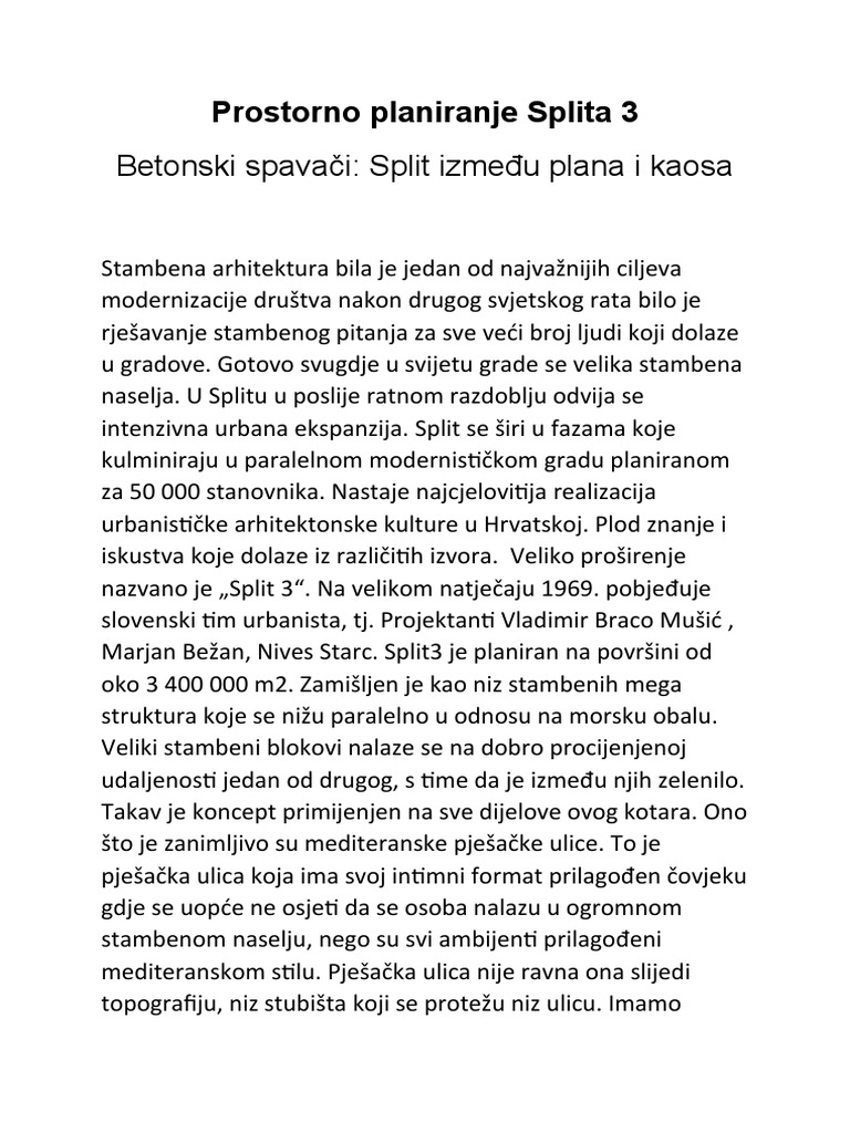 Prostorno Planiranje Splita 3 | PDF