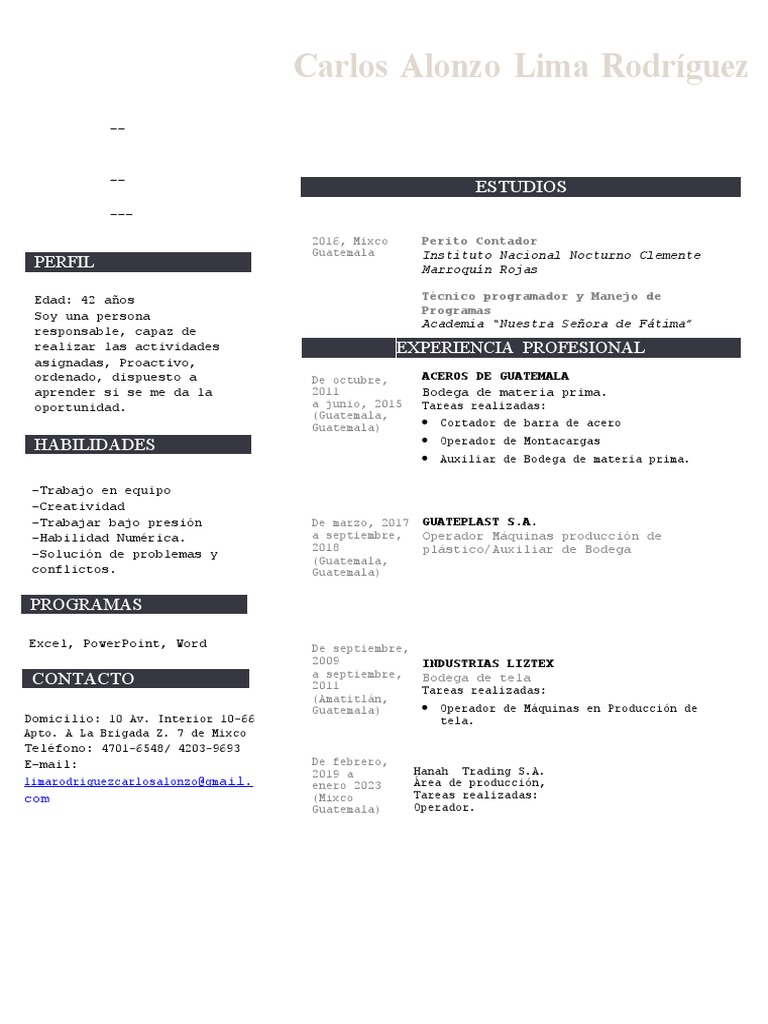 Curriculum Vitae Carlos Lima | PDF