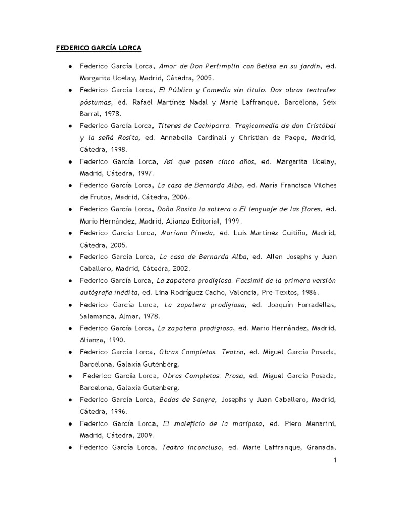 FEDERICO GARCÍA LORCA Textos | PDF | Federico García Lorca | Miguel De ...