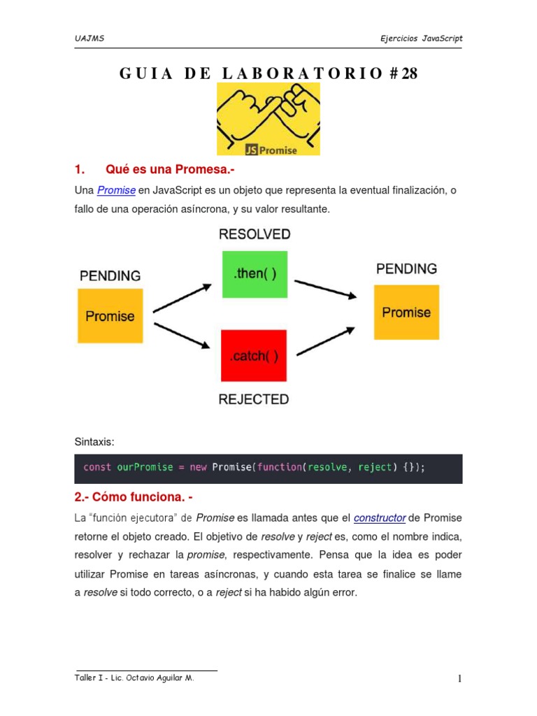 Promesas en JavaScript: Ejercicios Prácticos | PDF