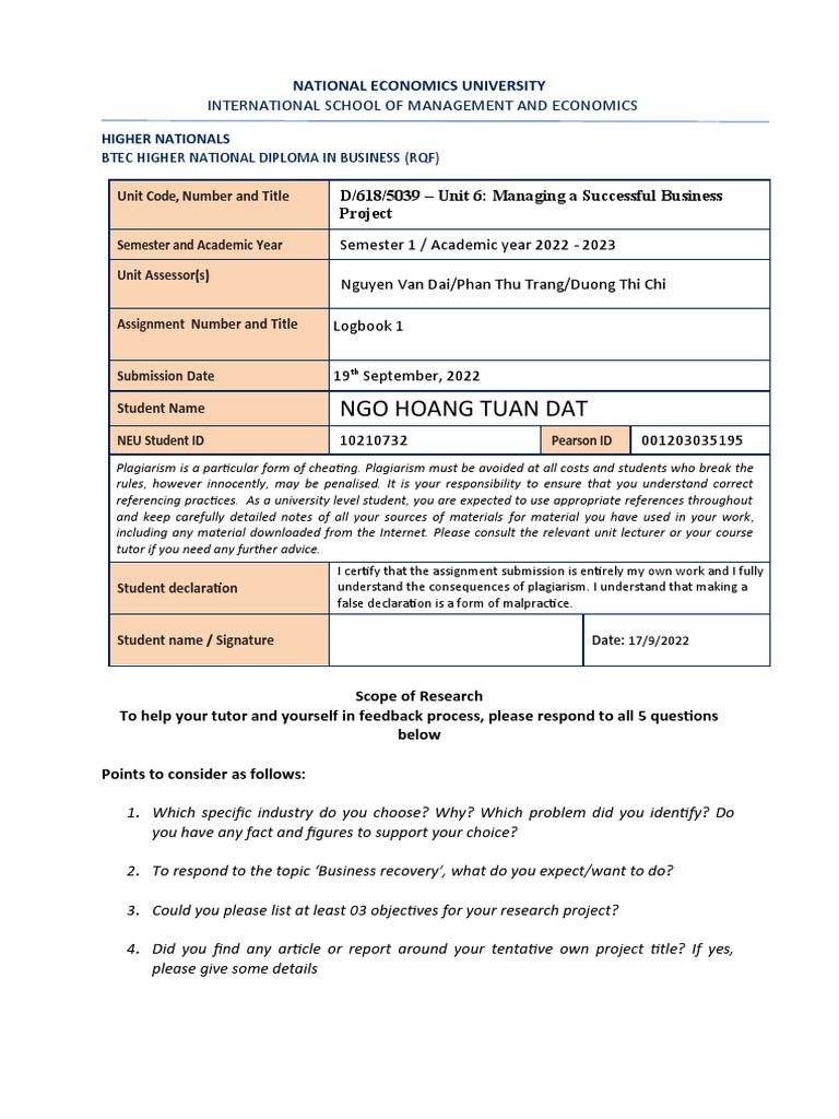 Logbook 1. Scope of Research | PDF | Plagiarism