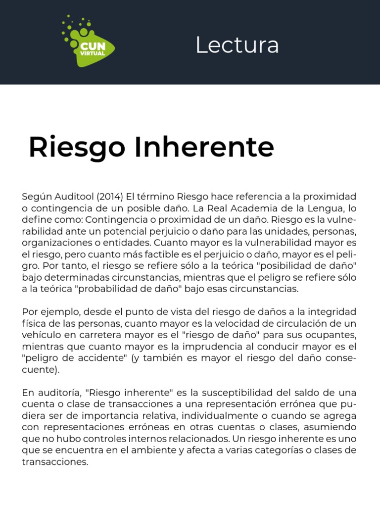 Riesgo Inherente | PDF | Riesgo