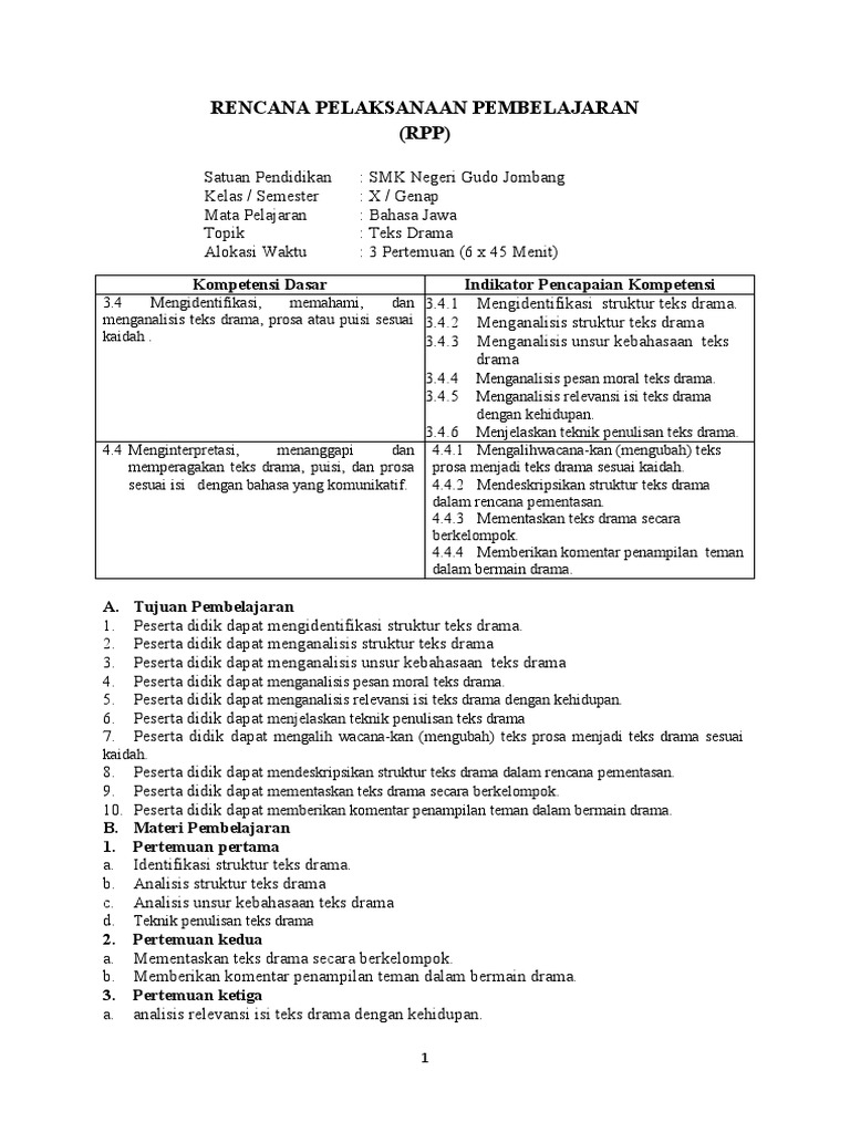 RPP XI 3.4 Teks Drama | PDF | Seni & Disiplin Bahasa