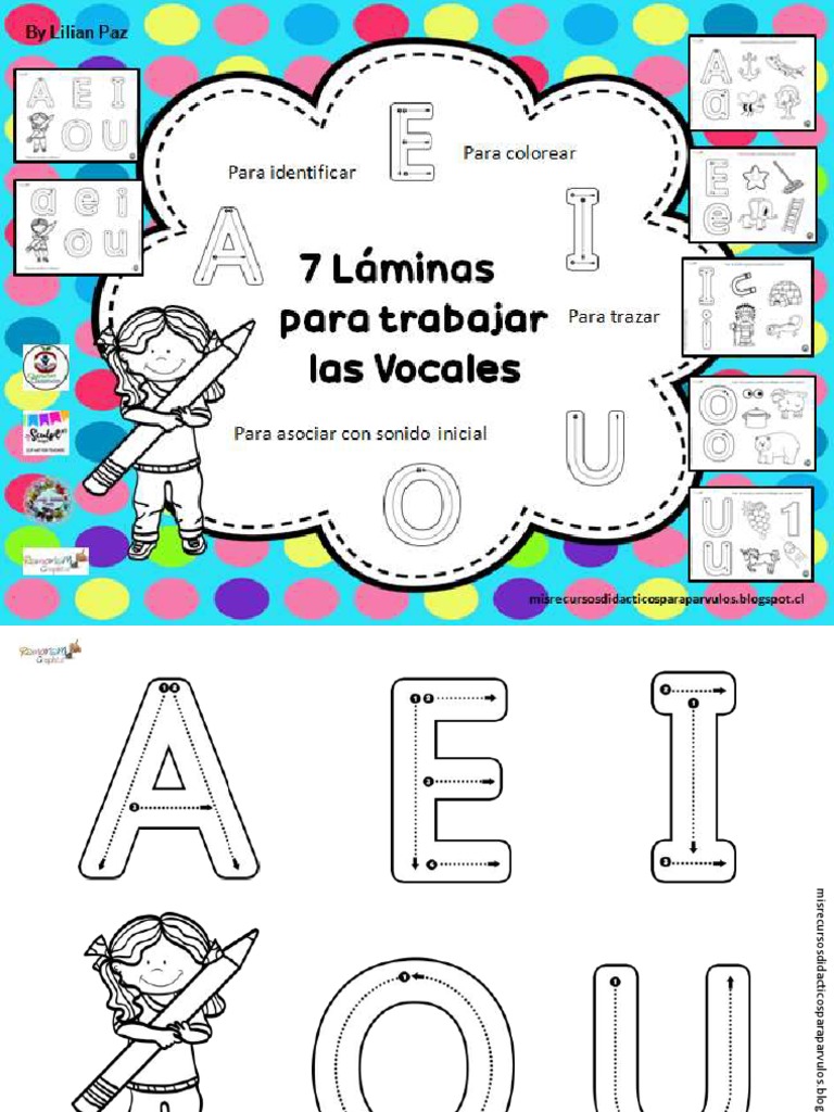 Traza y Colorea Vocales para Niños | PDF | Artes del Lenguaje y ...