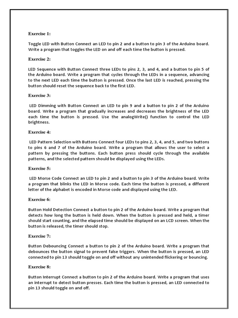 Exercices d'ARDUINO | PDF