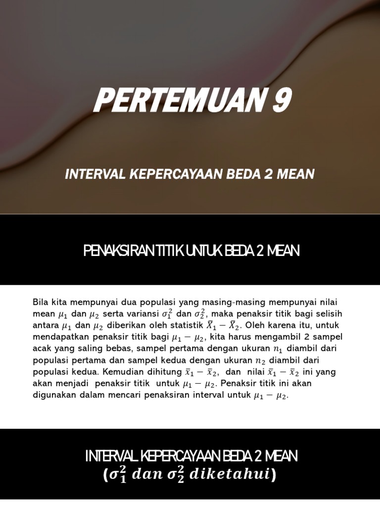 Statistika Inferensi-Taksiran Interval Bagian 2 (Ida) | PDF