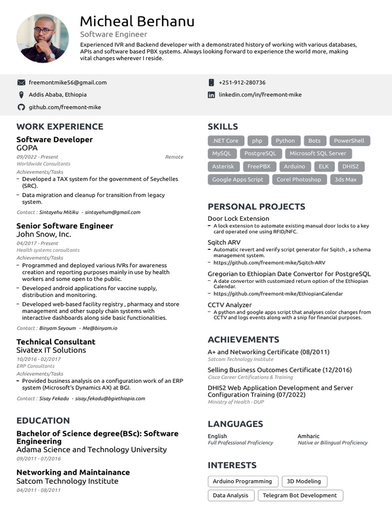Micheal's Resume | PDF | Web Application | Postgre Sql