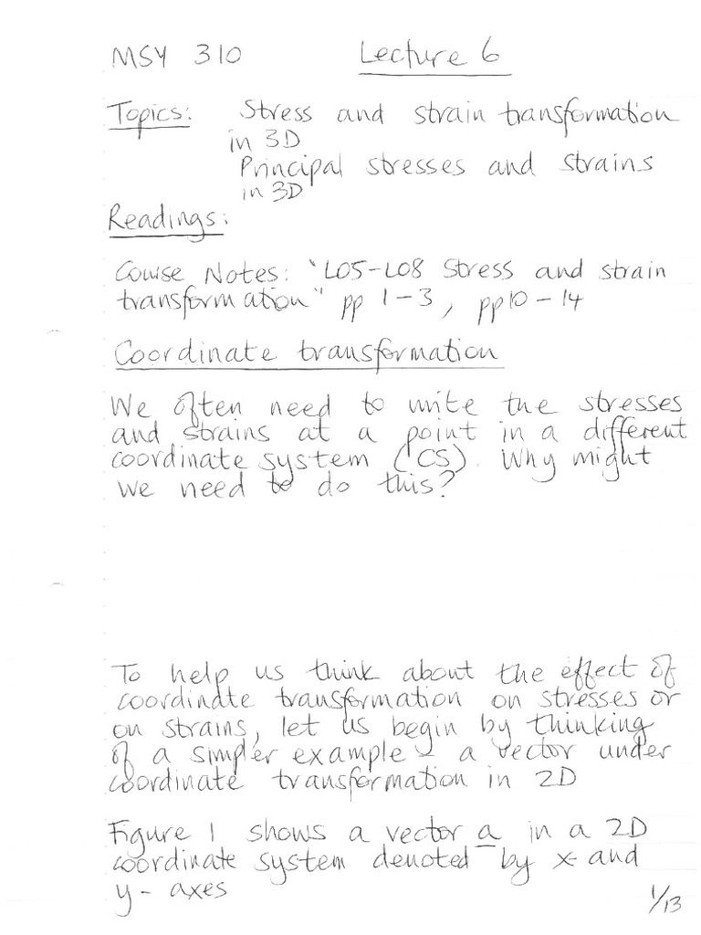 L06 3D Stress and Strain Transformation | PDF
