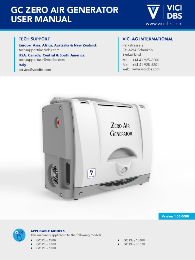 VICI DBS User Manual GC Zero Air 042220 | PDF | Pipe (Fluid Conveyance) | Ac Power Plugs And Sockets
