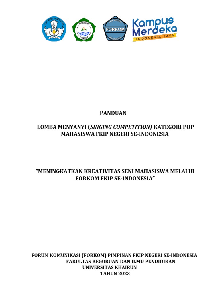 Panduan Lomba Menyanyi Pop Solo Forkom | PDF