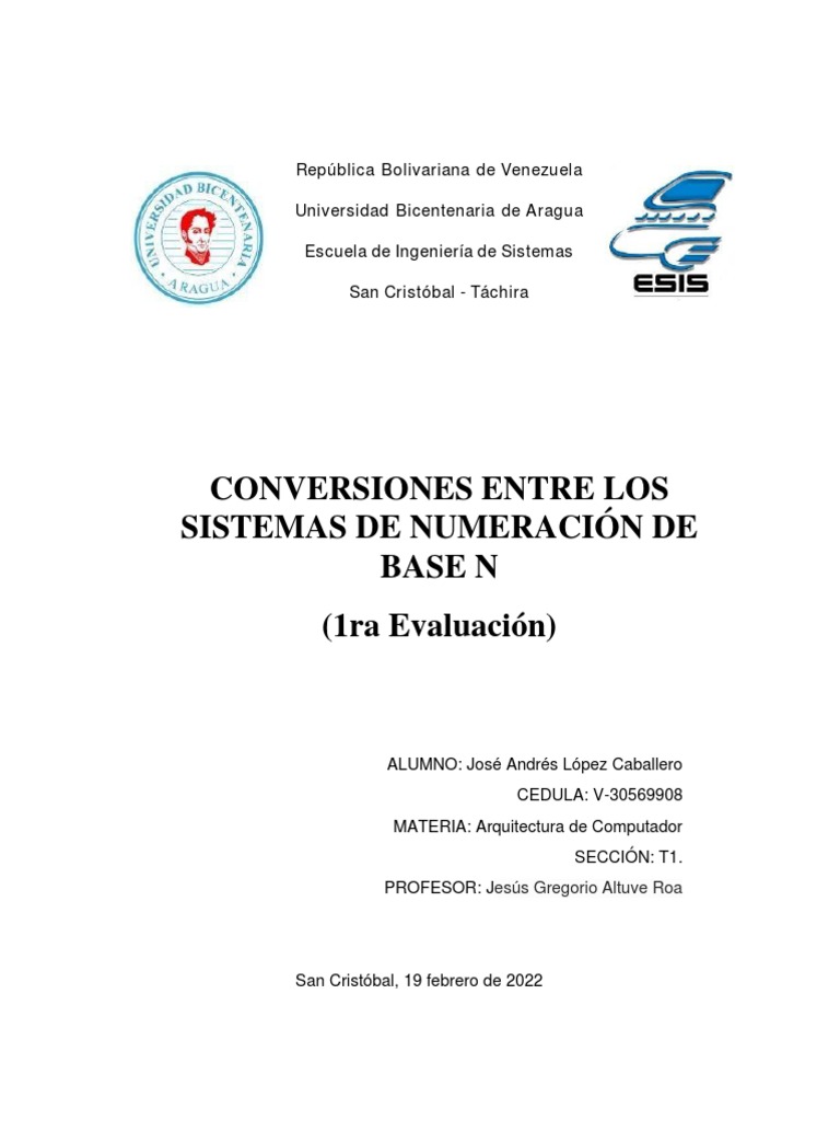 Conversiones Entre Los Sistemas de Numeracion de Base N | PDF ...