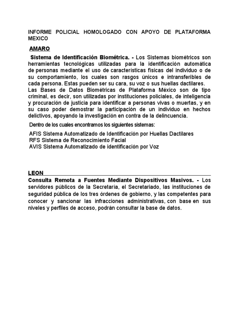 2 Informe Policial Homologado Con Apoyo De Plataforma Mexico Pdf