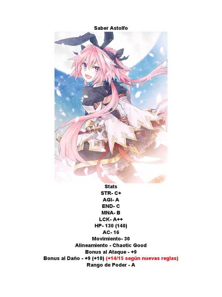 Astolfo: Habilidades y Equipamiento | PDF