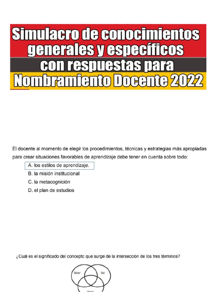 Simulacro de Conocimientos Generales y Específicos 2022 | PDF
