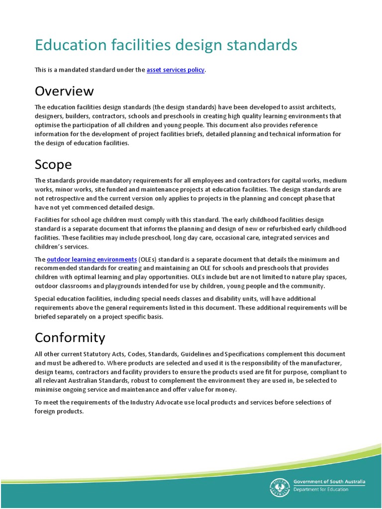Education Facilities Design Standards | PDF | Accessibility | Building ...
