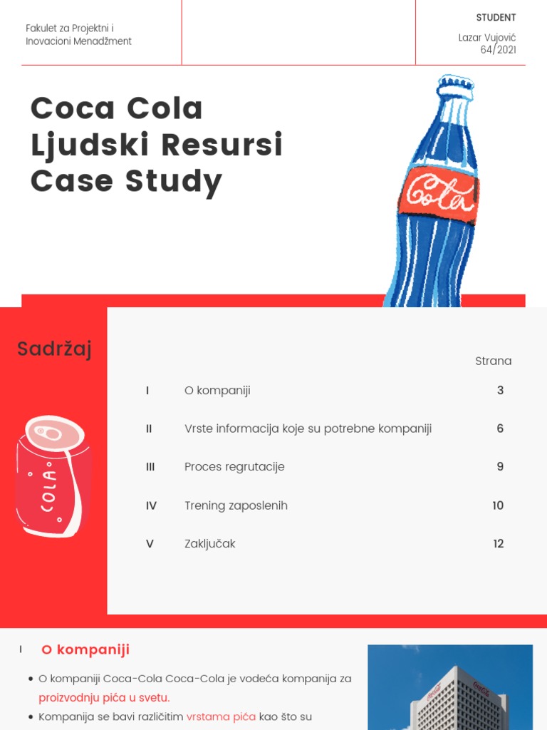 Coca Cola Ljudski Resursi Case Study - Lazar Vujović 642021 | PDF