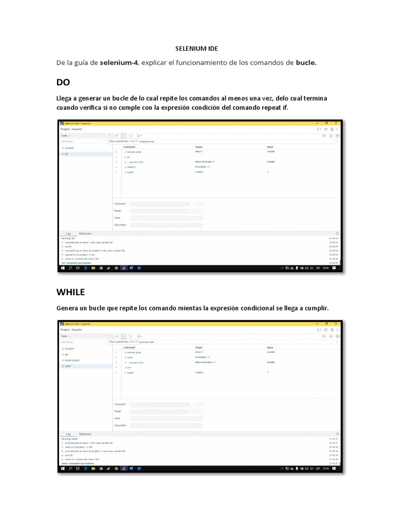 Comandos de Bucle en Selenium IDE | PDF
