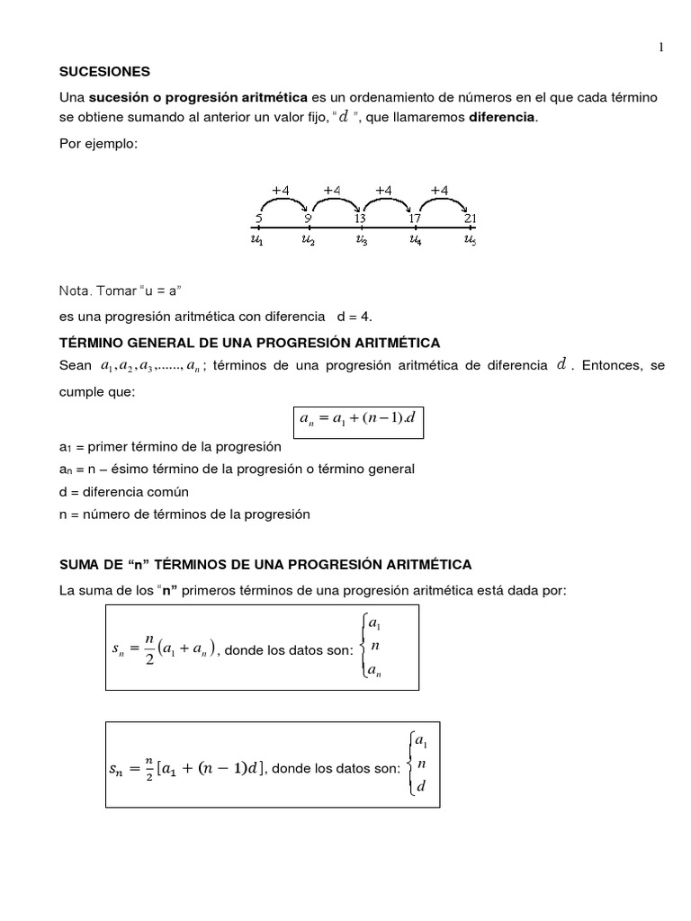 Guía de Progresiones Matemáticas | PDF