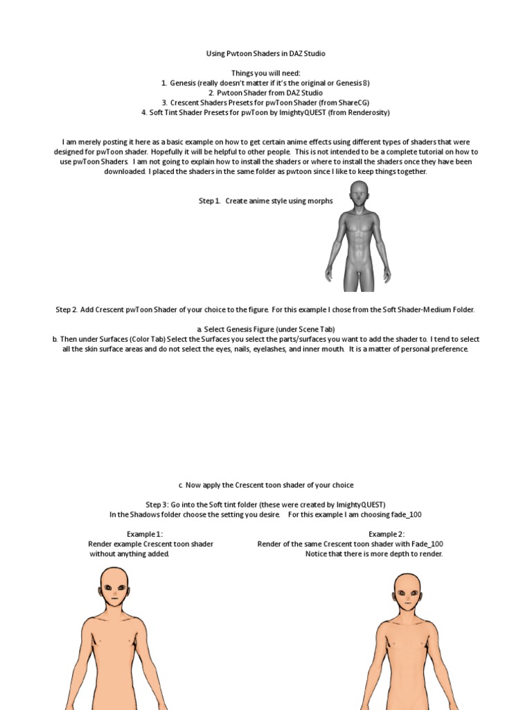 Using Pwtoon Shaders in DAZ Studio | PDF | Shader | Graphics