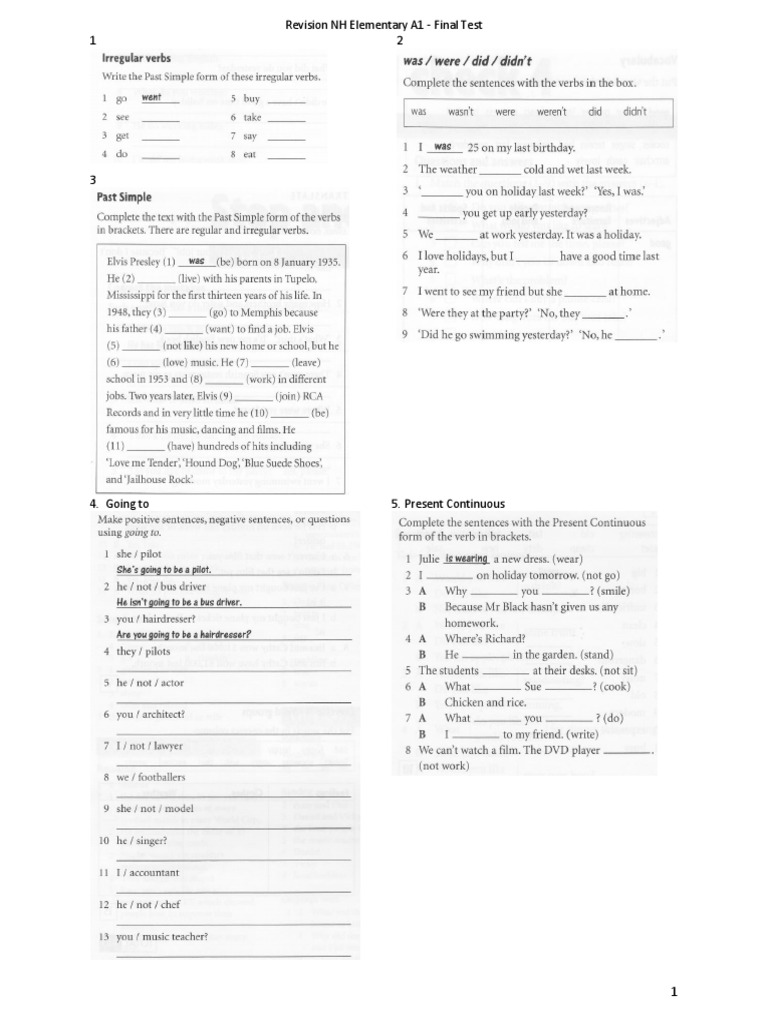 Revision NH Elementary A1 | PDF