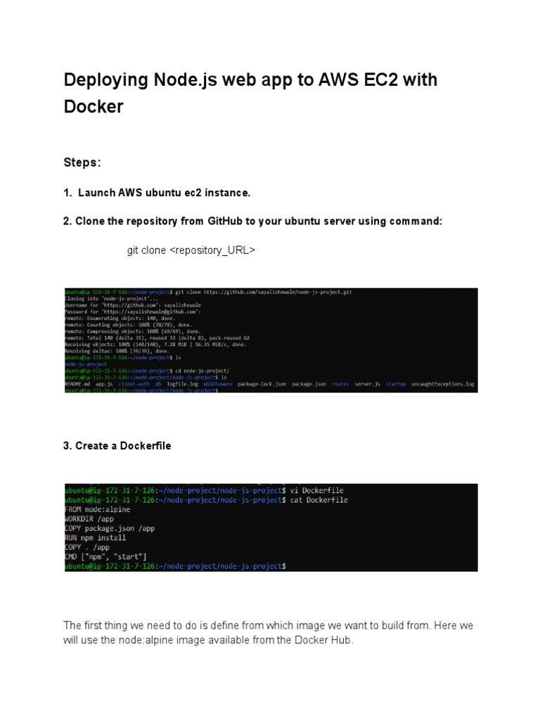 Deploying Node - Js App To AWS EC2 With Docker | PDF