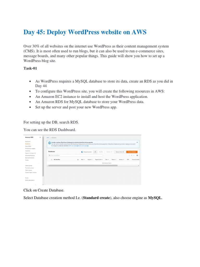 Day 45 - Deploy WordPress Website On AWS | PDF | Word Press | World Wide Web