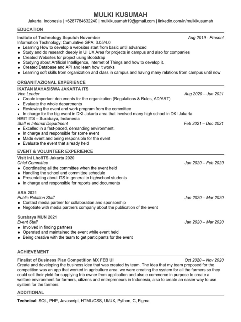 CV Mulki Kusumah | Download Free PDF | Software Development | Computing