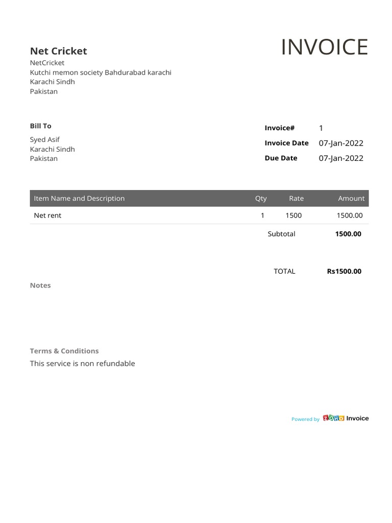 Invoice: Net Cricket | PDF