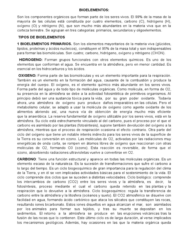 BIOELEMENTOS | PDF