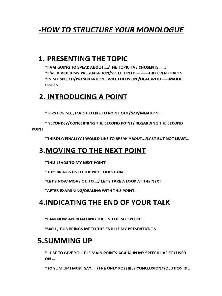 Monologue Structure | PDF