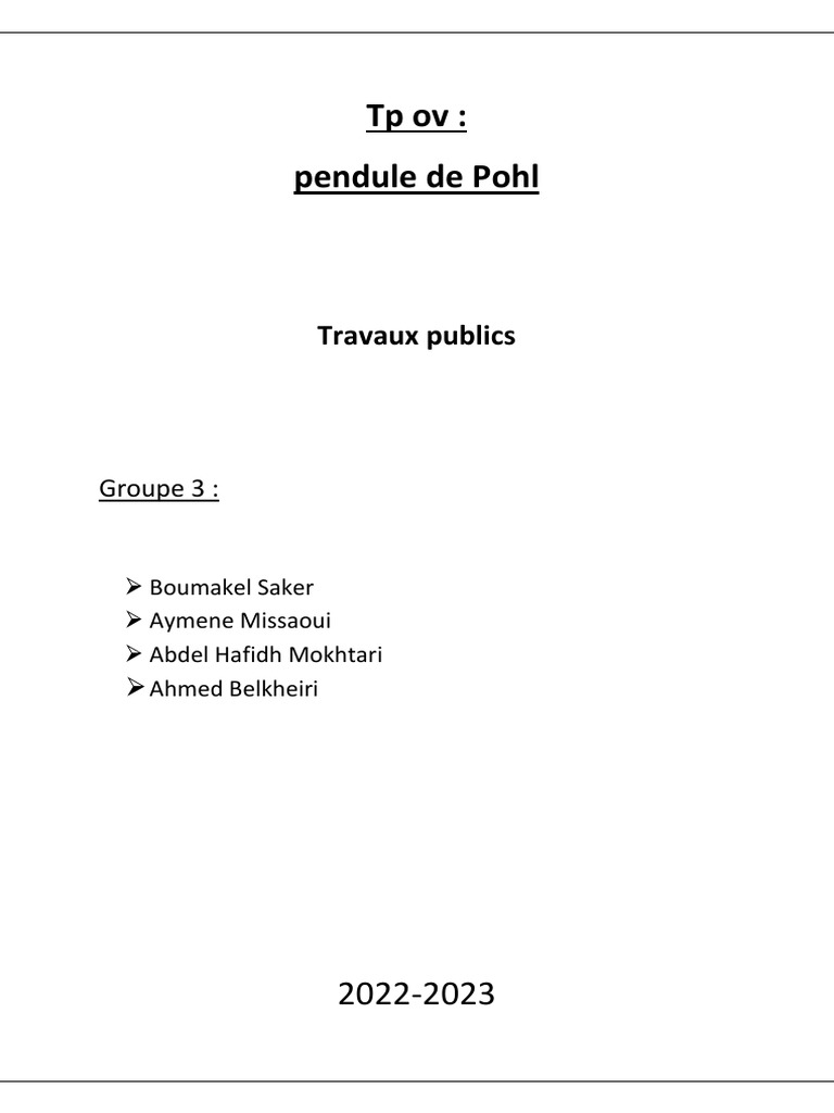 TP Ov | PDF | Pendule (physique) | Mouvement (Physique)