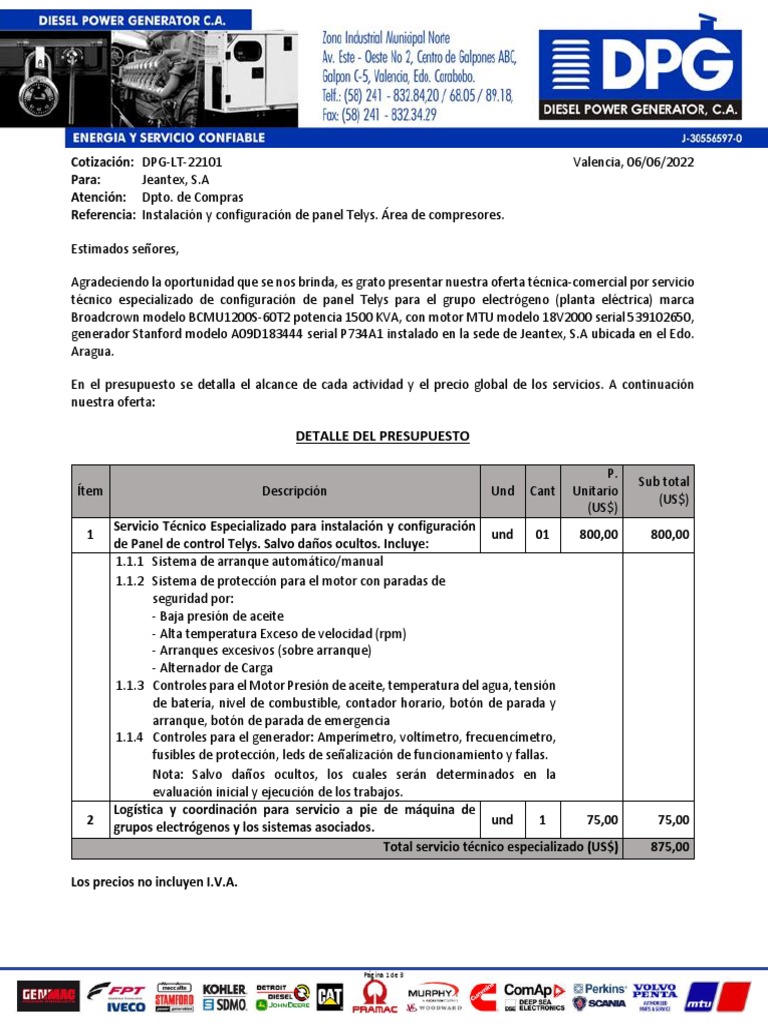 Dpg-lt-22101 Configuracion de Panel Telys - Jeantex Area de Compresores ...