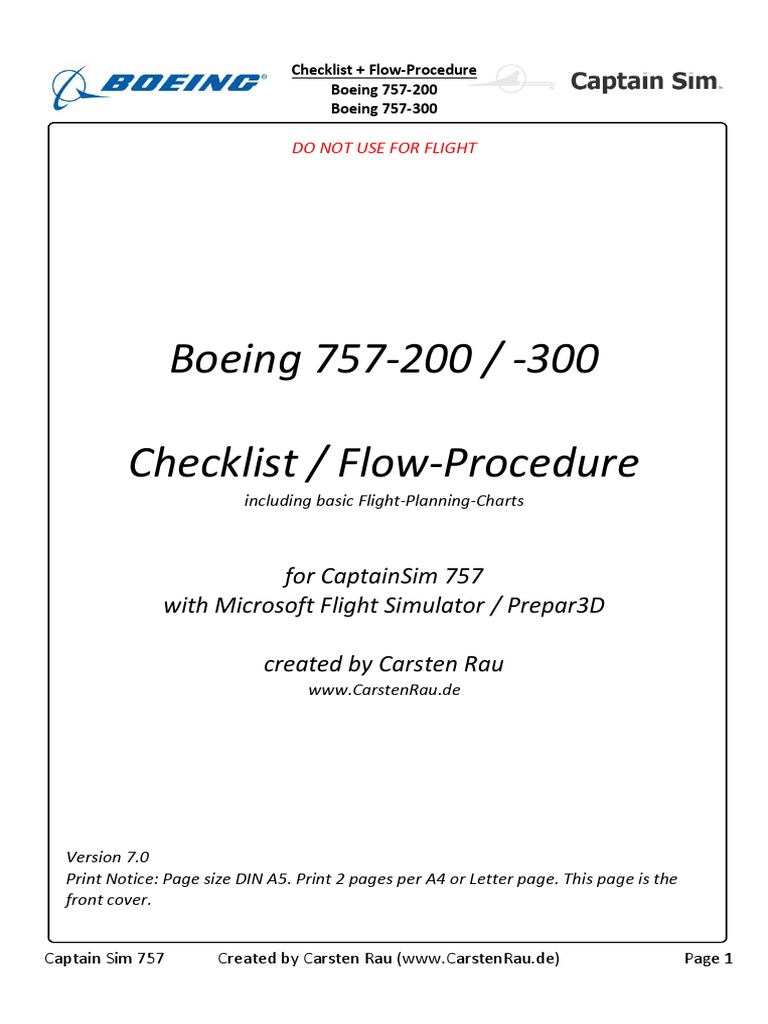 Captain Sim 757 Checklist & Procedures | PDF | Payload | Aerospace