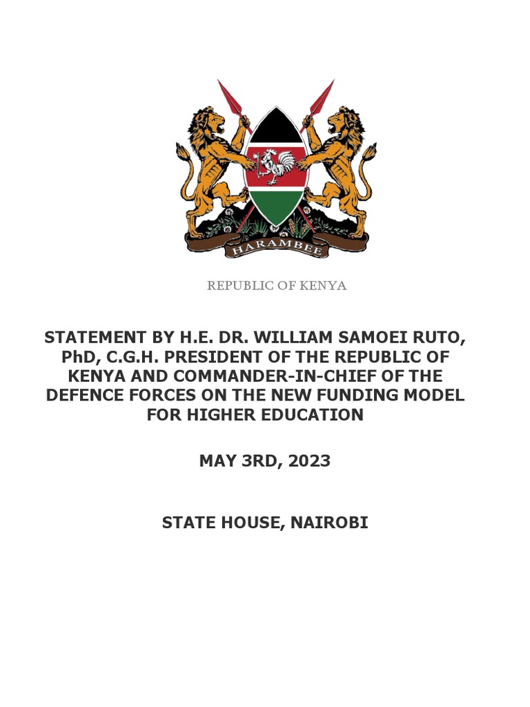 Statement by H.E. Dr. William Samoei Ruto, PHD, C.G.H. President of The Republic of Kenya and ...