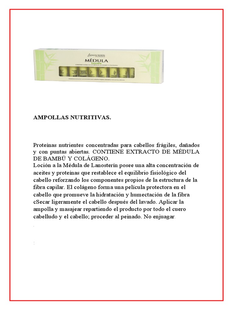 Ampollas Lanosterín: Cuidado Capilar | PDF | Pelo | Petróleo