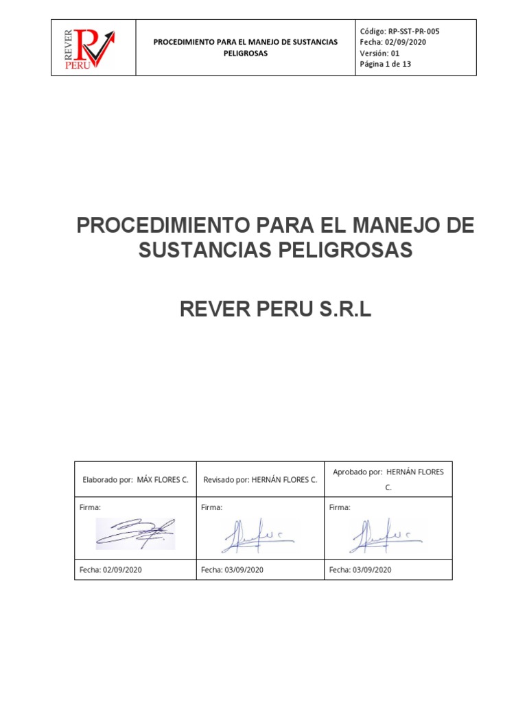Manejo Seguro de Sustancias Químicas | PDF