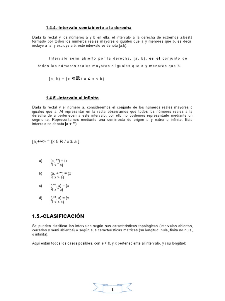 Intervalo Semiabierto | PDF | Intervalo (Matemáticas) | Objetos matemáticos