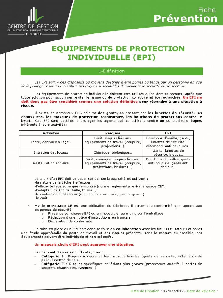 Équipements de Protection Individuelle (EPI) | PDF | Sécurité
