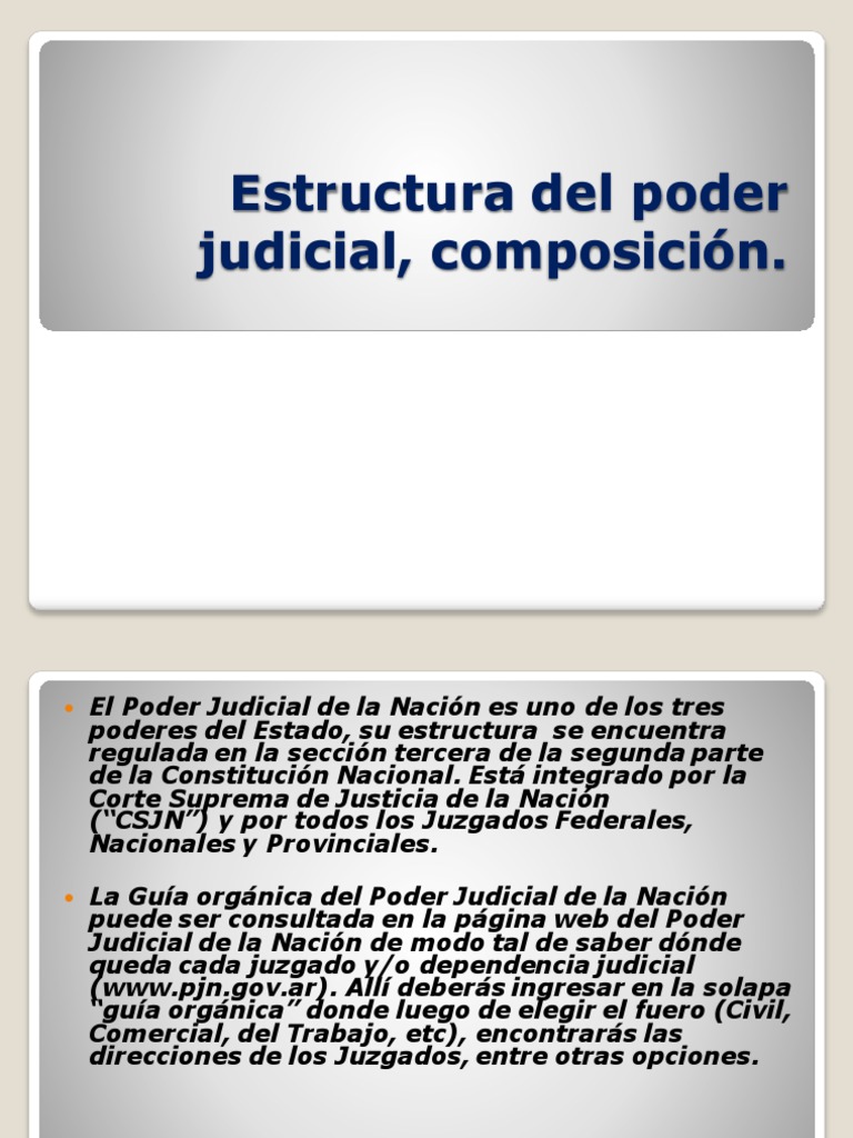Estructura Del Poder Judicial, Composición | PDF | Judicaturas | Federación