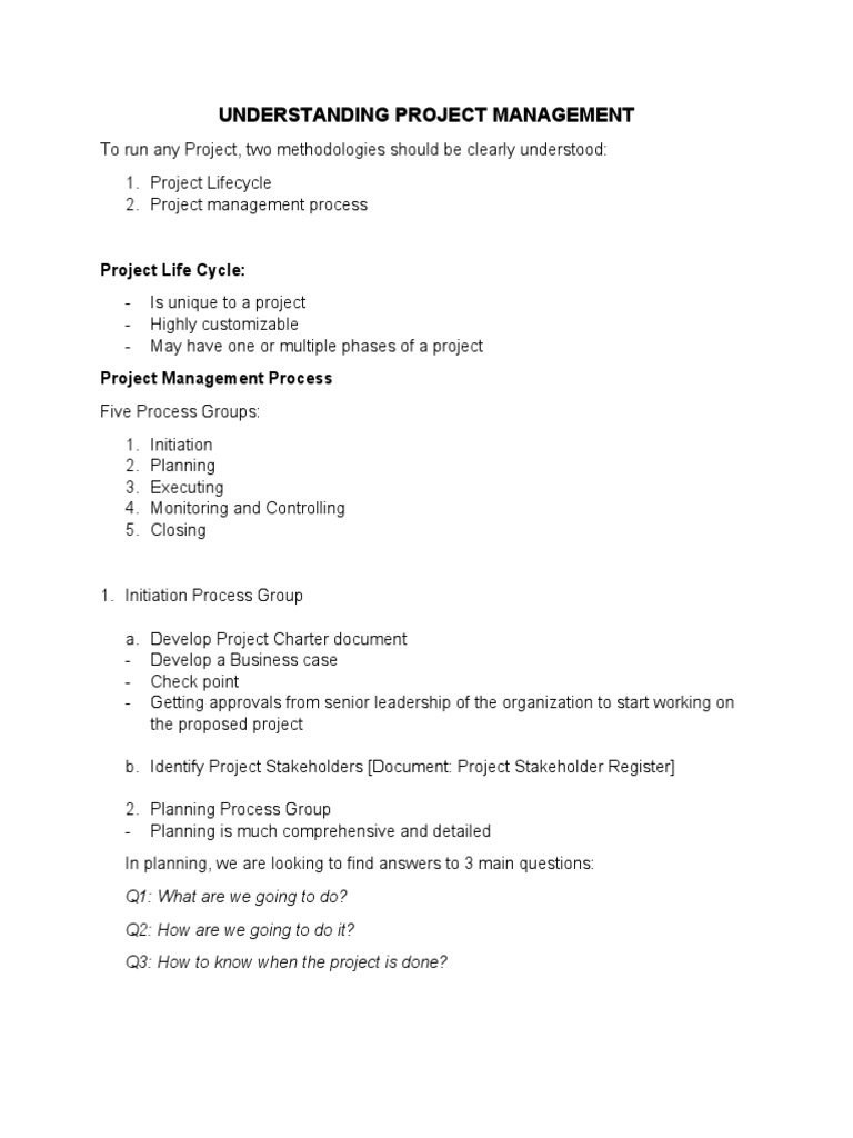 Understanding Project Management | Download Free PDF | Project ...