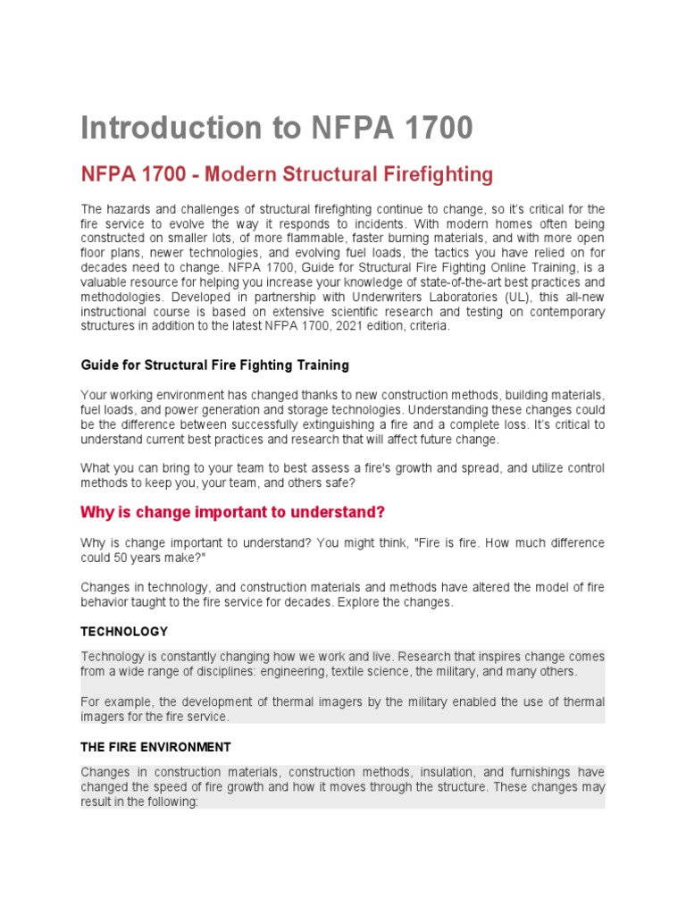 Introduction To NFPA 1700 | PDF | Heat Transfer | Fires