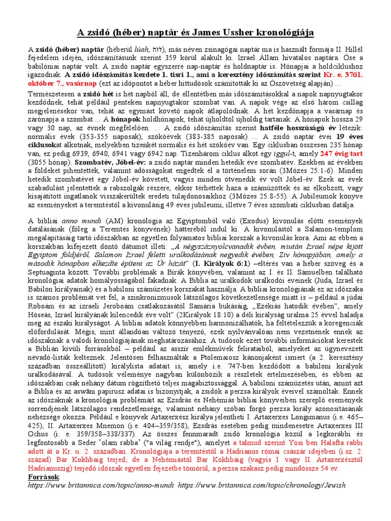 Hebrew Vs Ussher Chronology | PDF