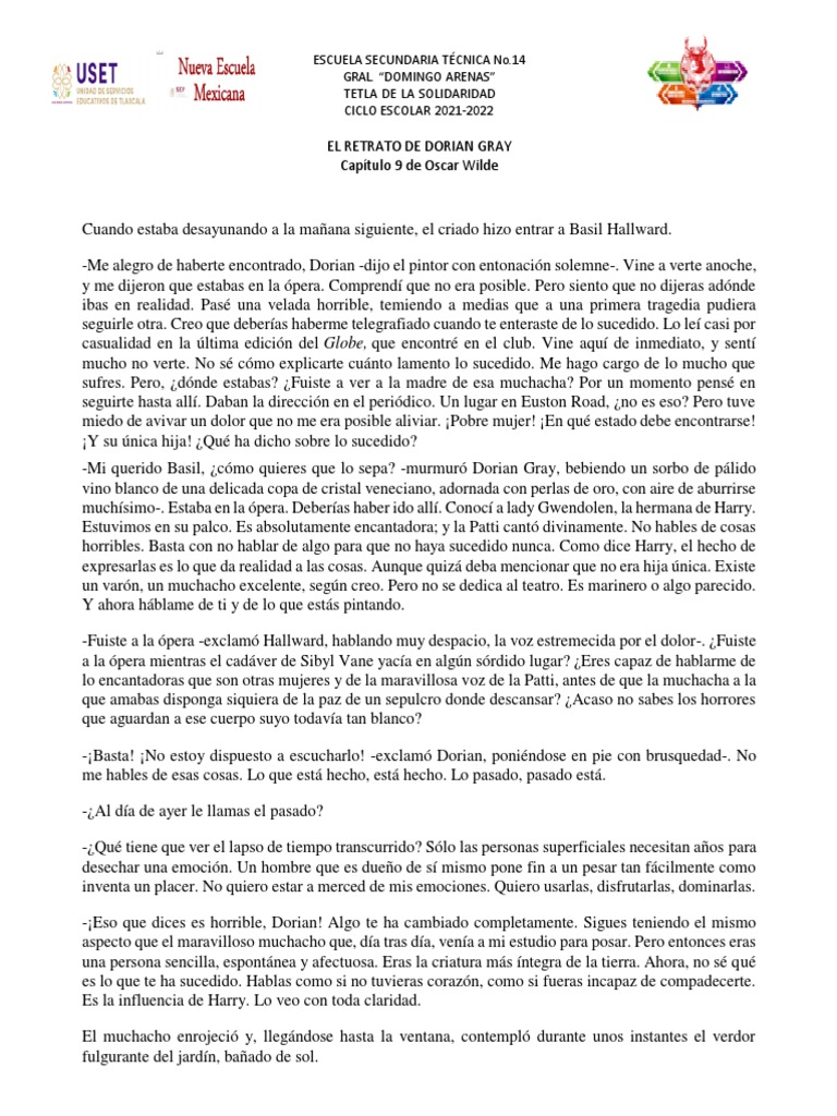 Resumen del Capítulo 9 de Dorian Gray | PDF | La imagen de Dorian Gray
