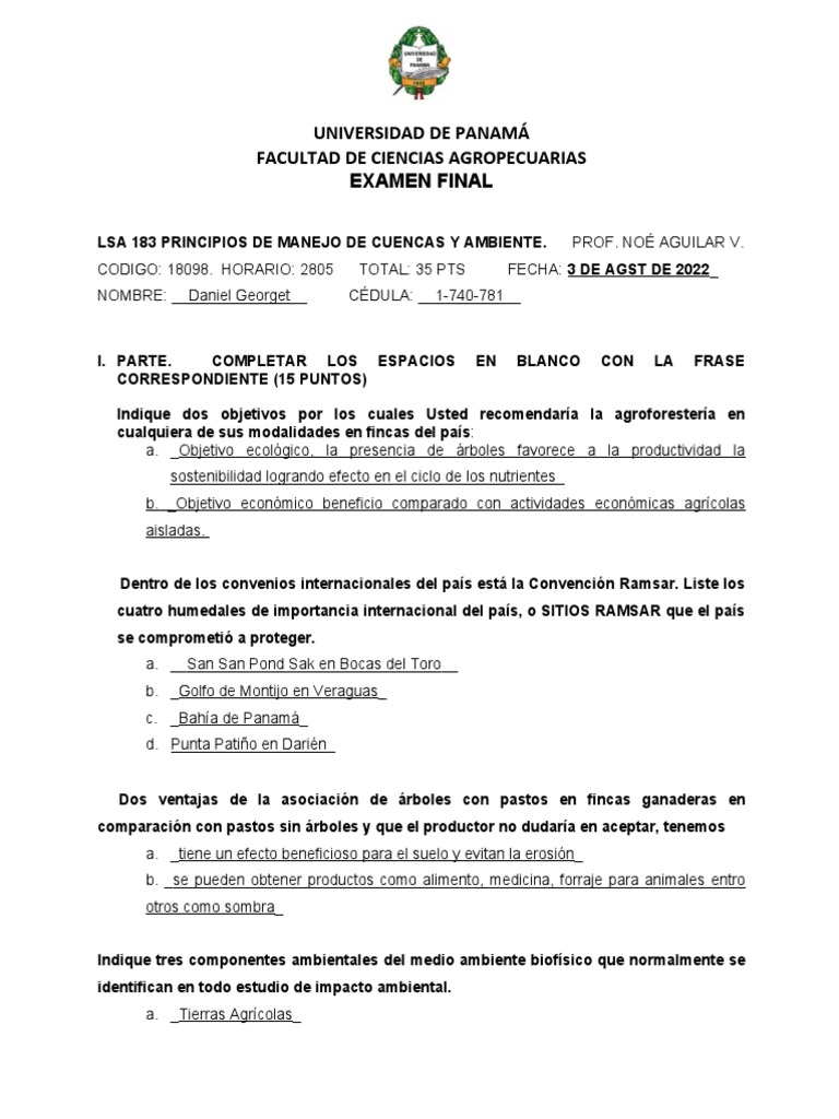 Ex. Final Lsa 183 I Sem 22 | Descargar gratis PDF | Entorno natural ...